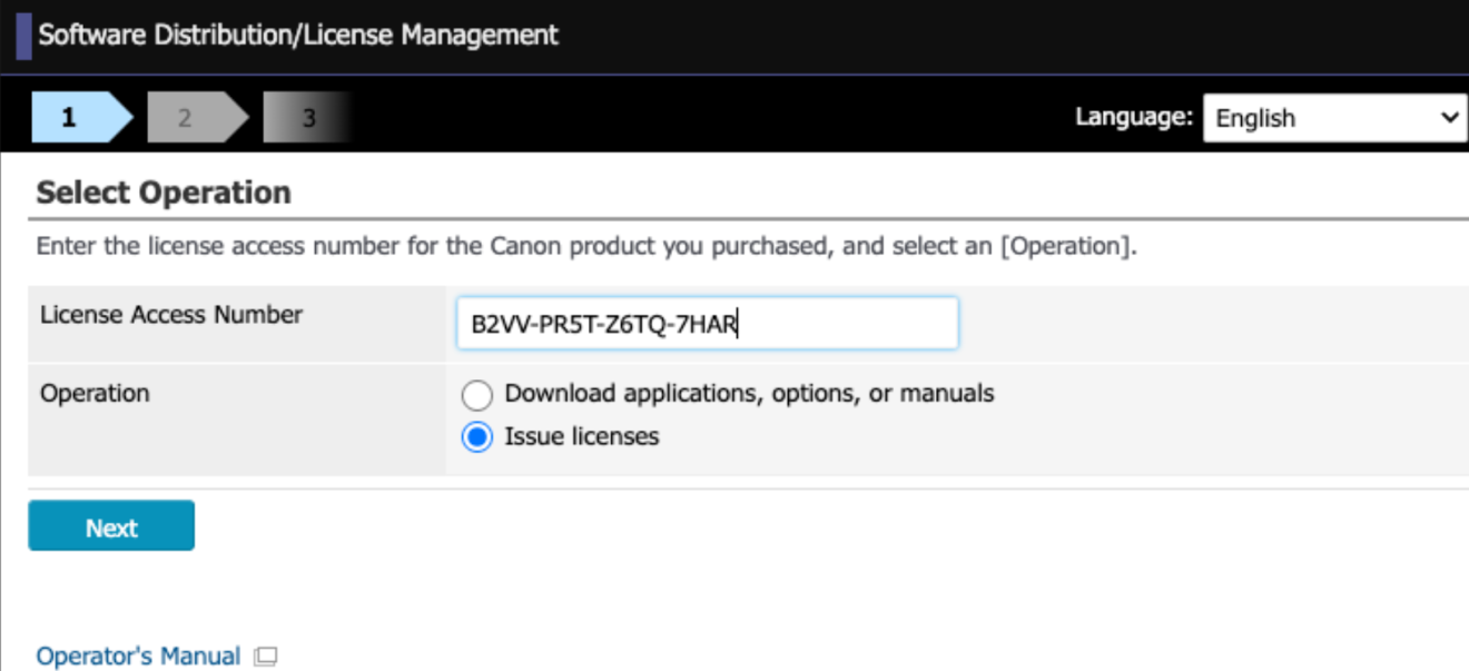 Canon MEAP License Request - ACDI